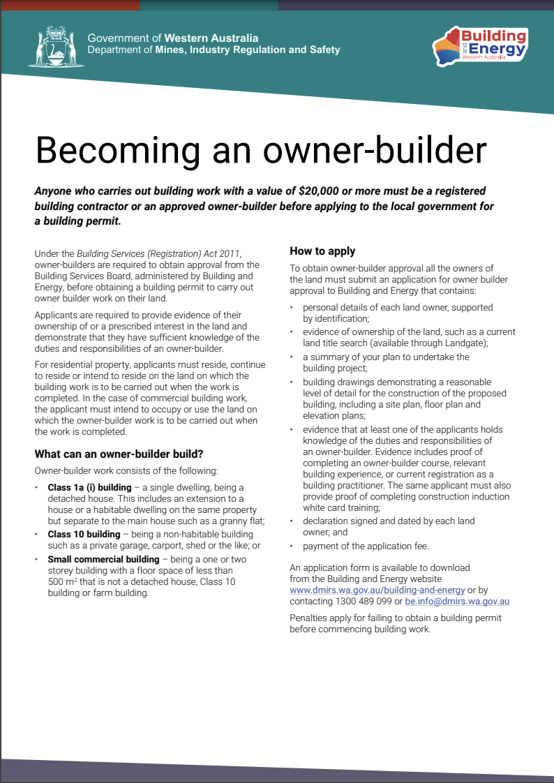 Owner Builder WA - iBuild Building Solutions Owner Builder WA - iBuild Building Solutions